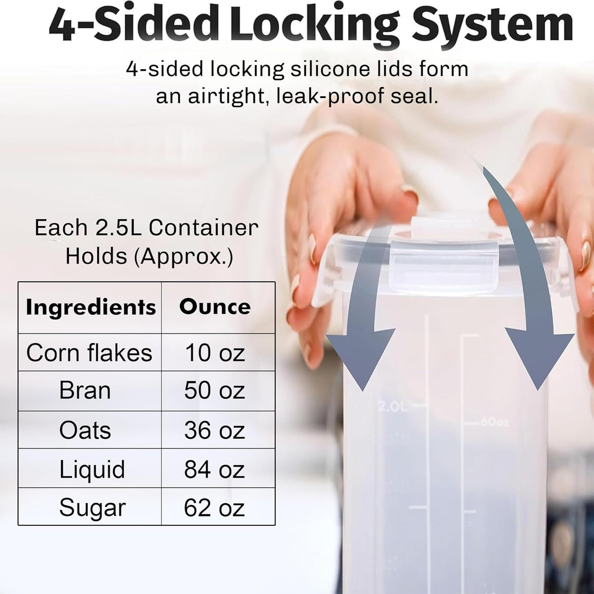 Pantry Food Containers - Shazo 2 Pack (2.5L / 84 Oz) Airtight Cereal ...
